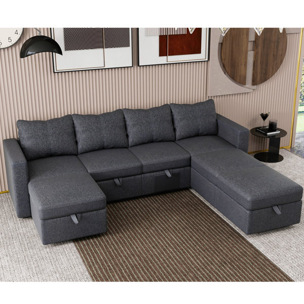 Latitude Run® Upholstered Sectional Couches Sofas with Speaker, Hidden Storage Space For Living ...
